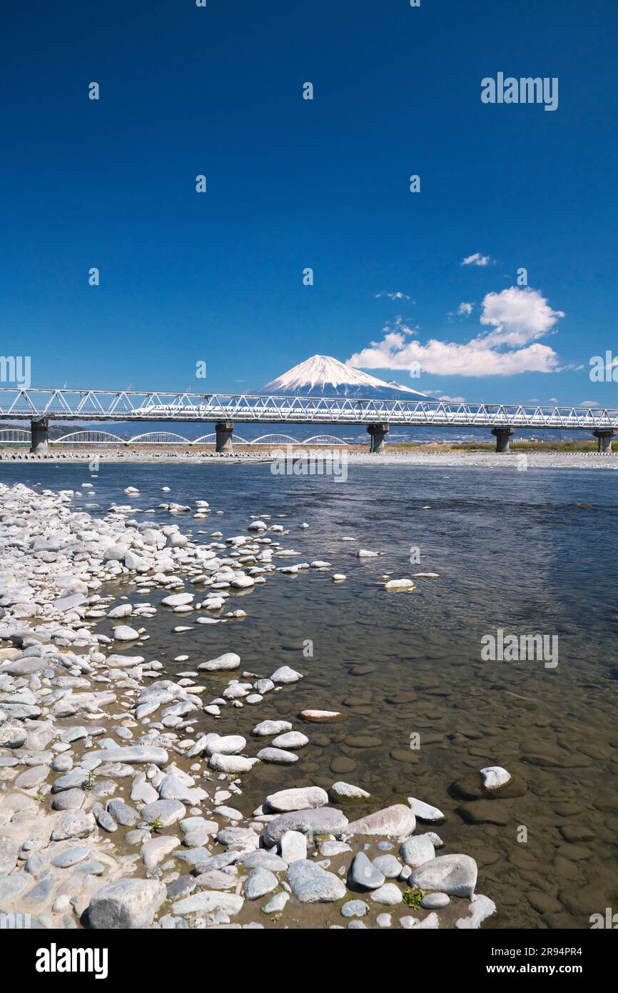 Mt. Fuji, Fuji River and Tokaido Shinkansen Stock Photo - Alamy