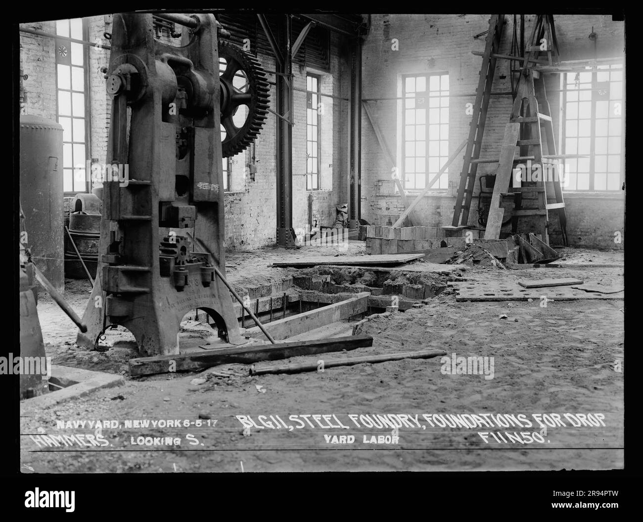 Building 11 Steel Foundry, Foundations for Drop Hammers Looking South ...