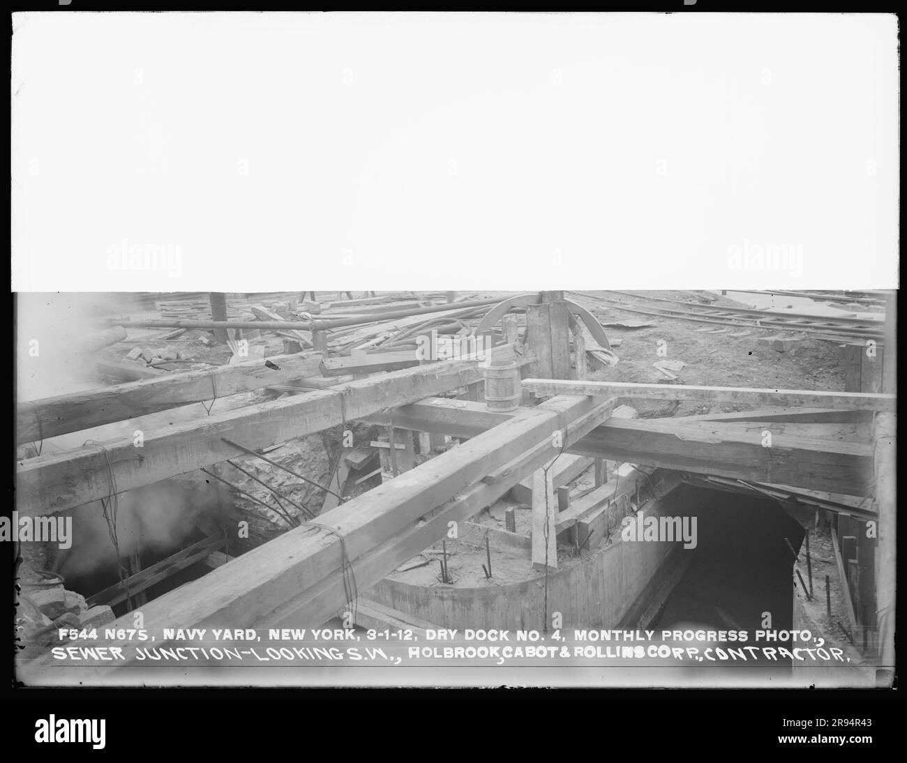 Dry Dock Number 4, Monthly Progress Photo, Sewer Junction, Looking ...