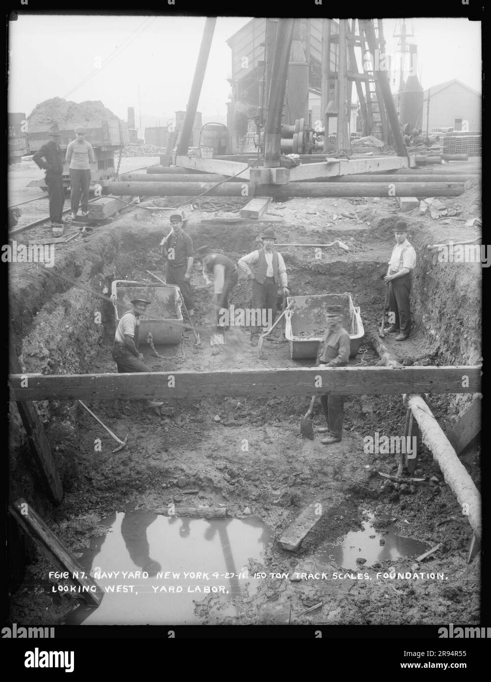 150 Ton Track Scales Foundation, Looking West, Yard Labor. Glass Plate ...