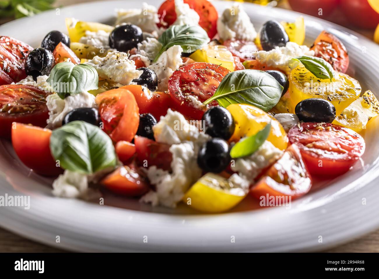 Vegetable food with mozzarella cheese named Caprese salad Stock Photo ...