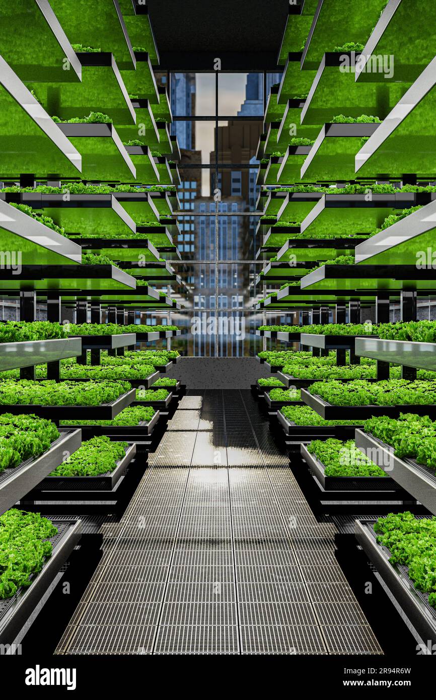 indoor vertical farming in cities - 3D-Illustration Stock Photo - Alamy