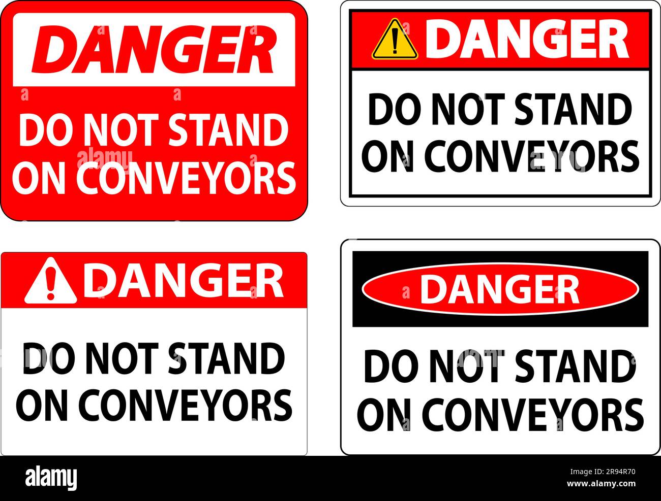 Danger Sign Do Not Climb Sit Walk Or Ride on Conveyor Stock Vector ...