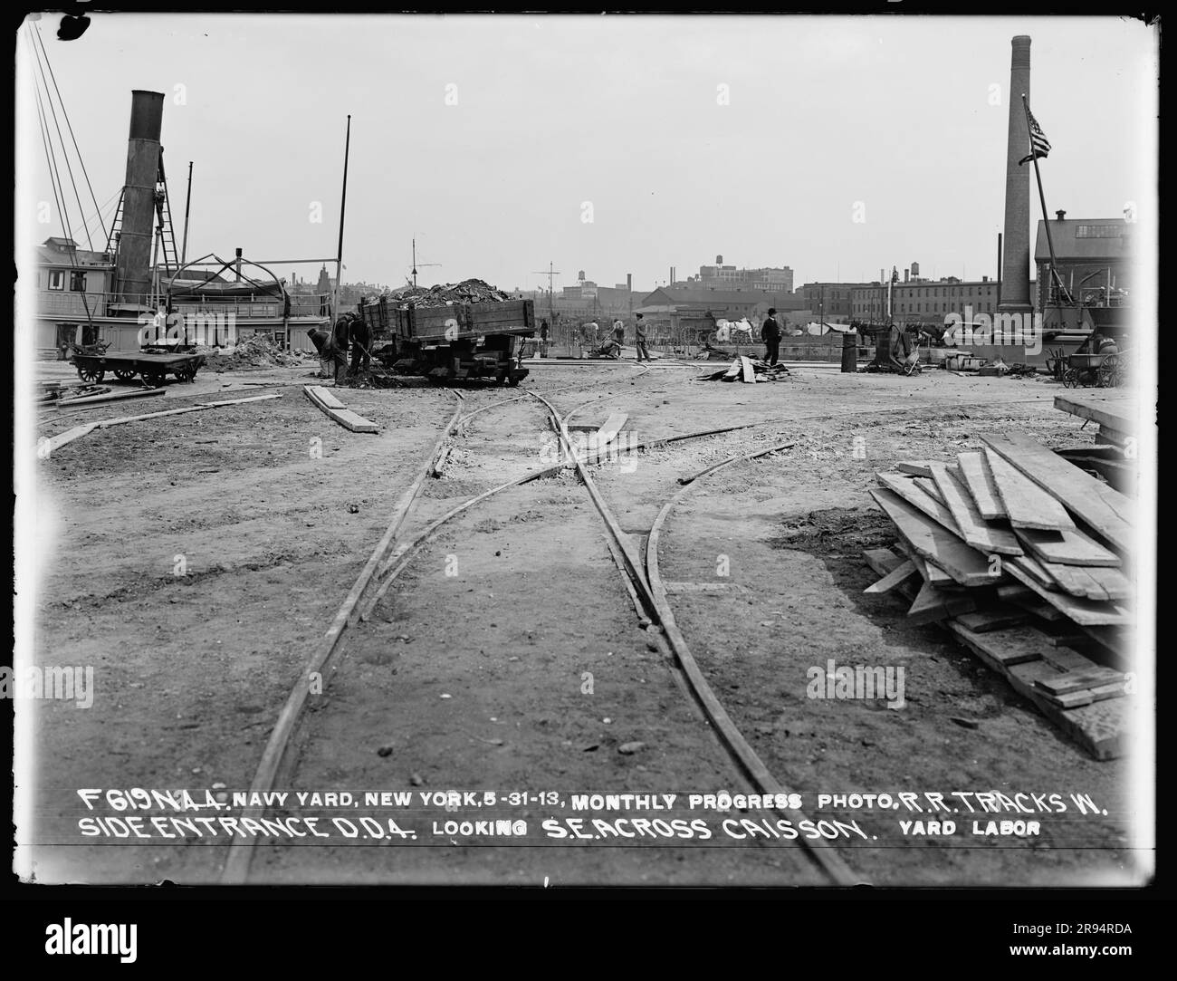 Monthly Progress Photo, Railroad Tracks West Side Entrance to Dry Dock ...