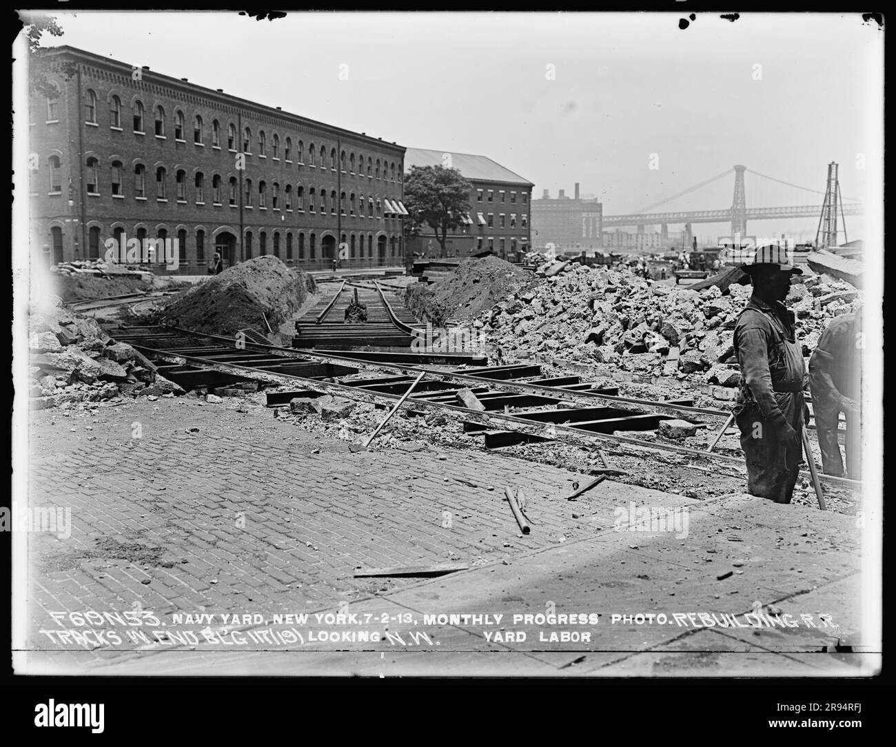 Monthly Progress Photo, Rebuilding Railroad Tracks, West End Building ...