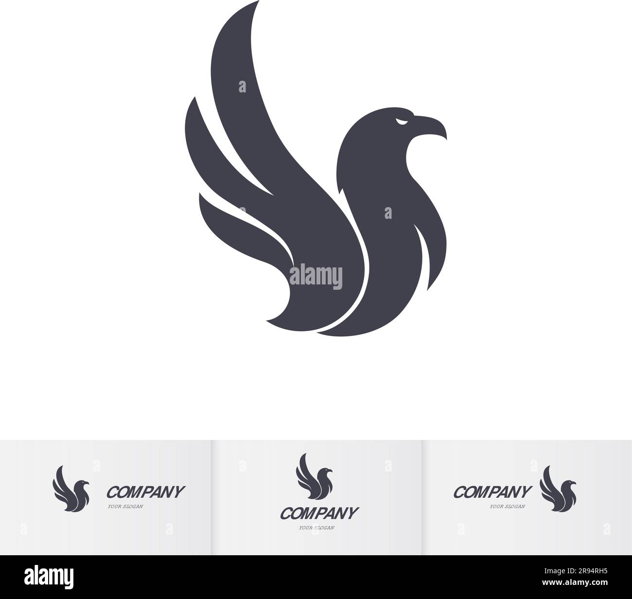 Simple Dark Eagle Icon for Mascot Logo Template on White. Bird ...