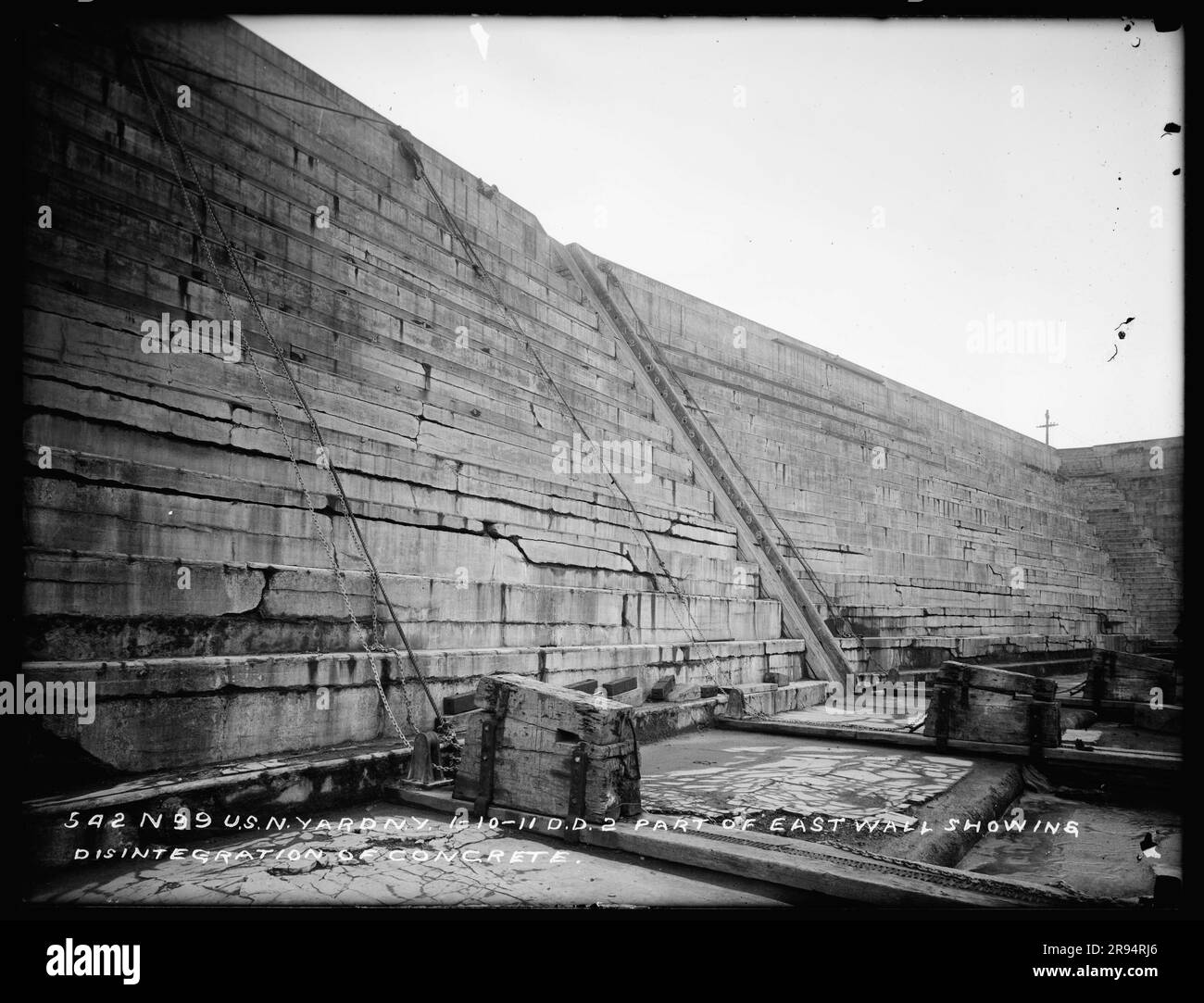 Dry Dock 2 Part of East Wall Showing Disintegration of Concrete. Glass ...