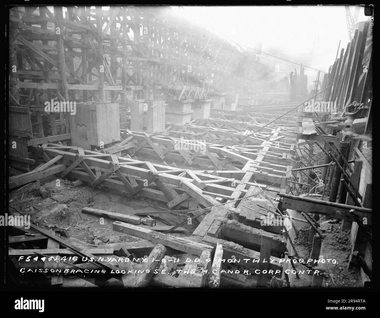 Dry Dock Number 4, Monthly Progress Photo, Caisson Bracing Looking ...
