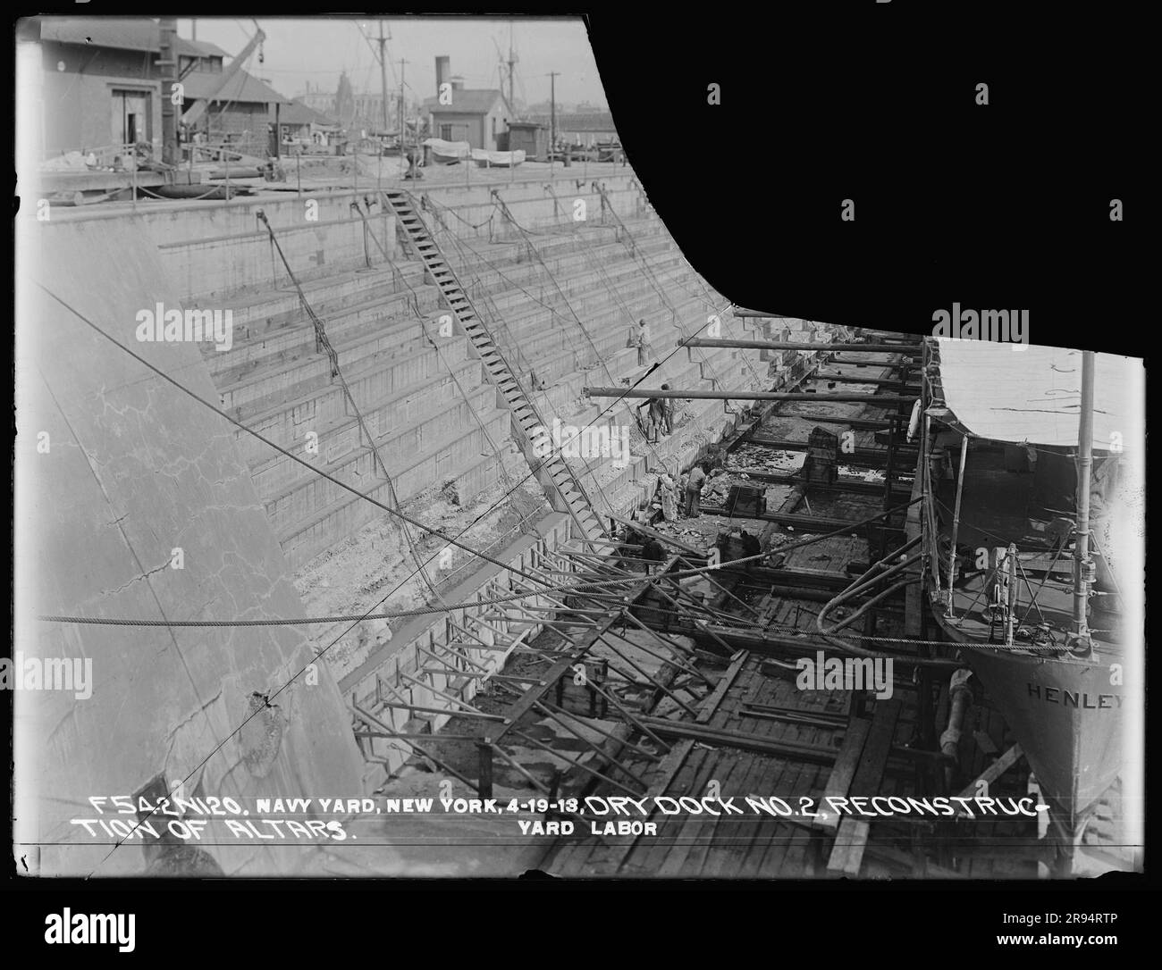 Dry Dock Number 2, Reconstruction of Altars, Yard labor. Glass Plate ...