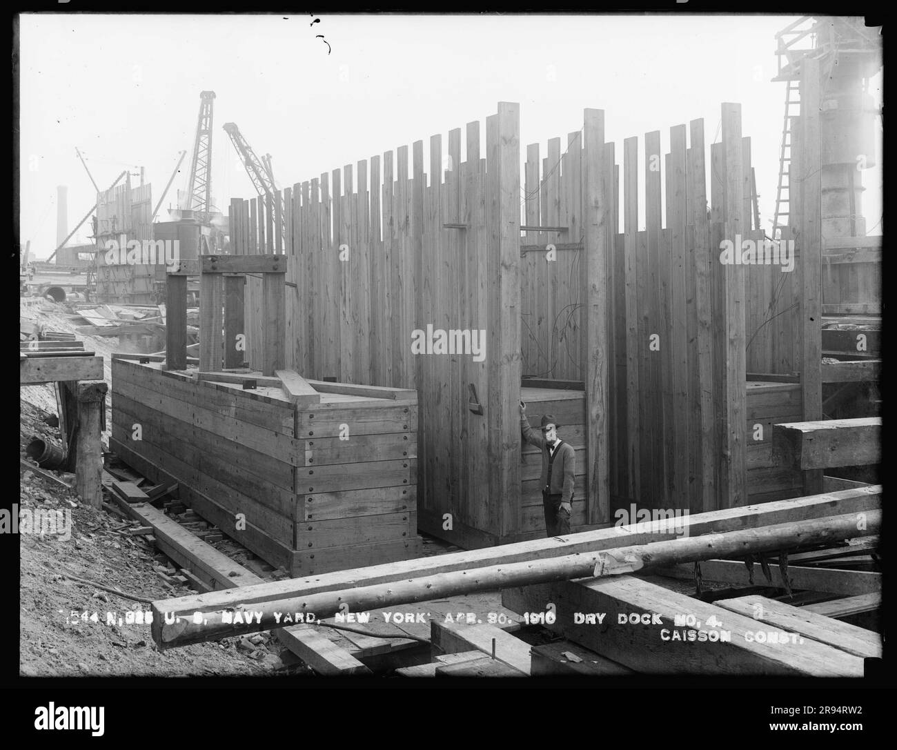 Dry Dock Number 4, Caisson Construction. Glass Plate Negatives of the ...