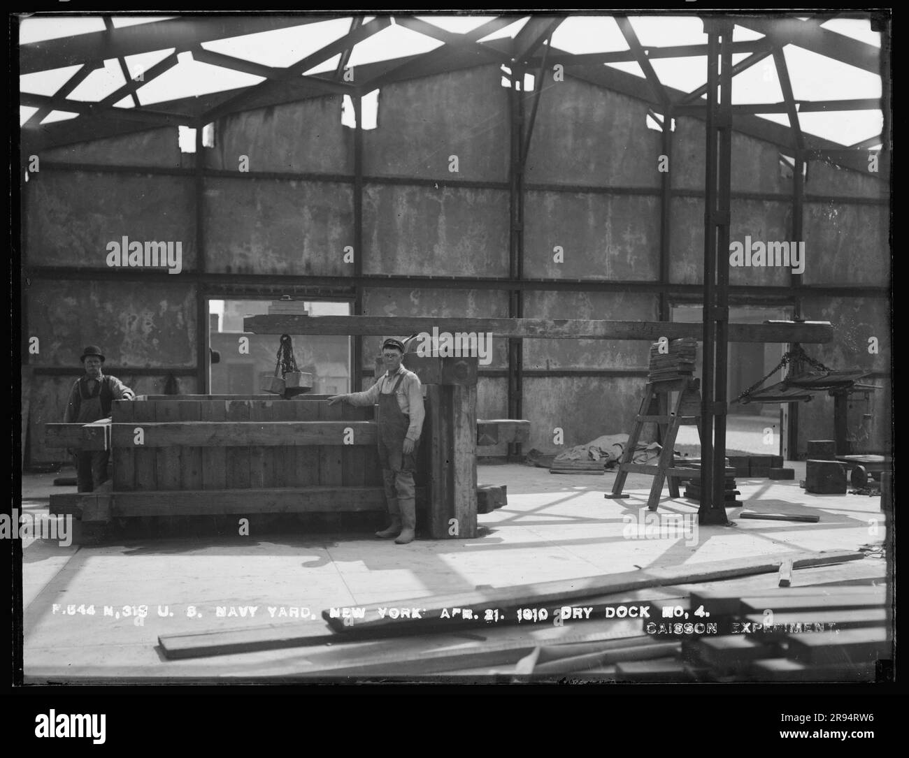 Dry Dock Number 4, Caisson Experiment. Glass Plate Negatives of the ...
