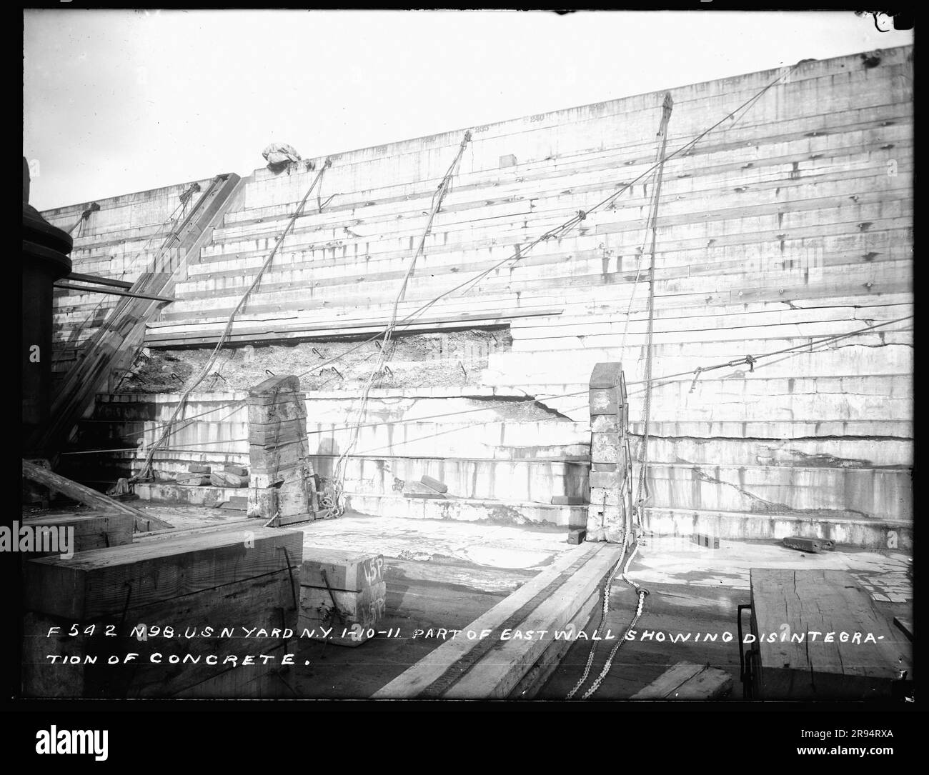 Part of East Wall Showing Disintegration of Concrete. Glass Plate ...