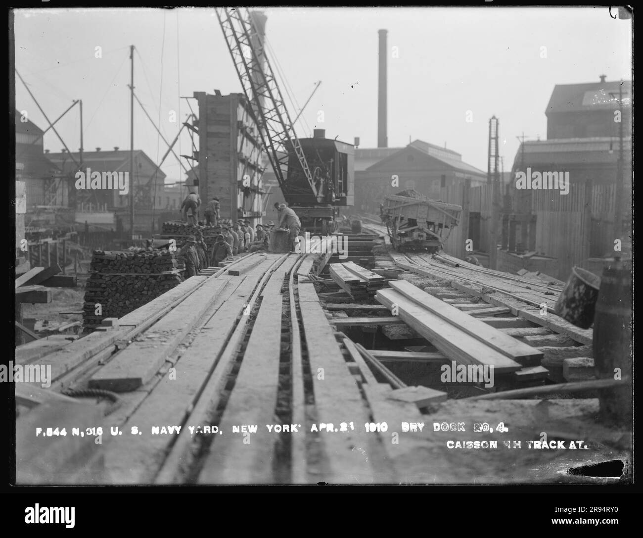 Dry Dock Number 4, Caisson HH Track AT. Glass Plate Negatives of the ...