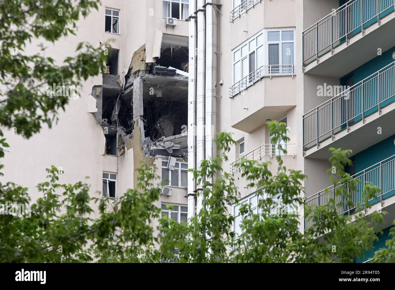 KYIV, UKRAINE - JUNE 24, 2023 - A 24-storey apartment block in the ...
