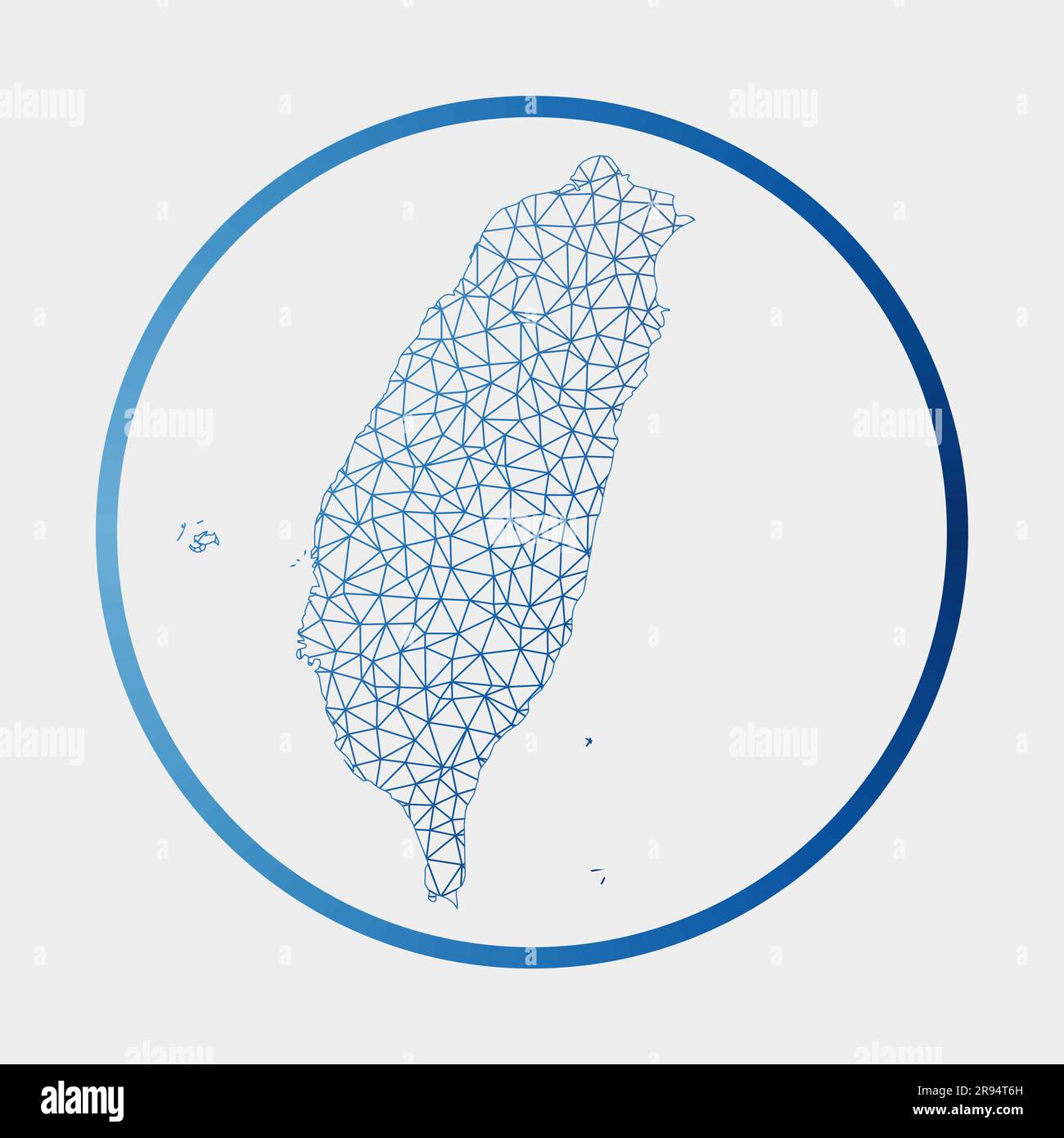 Taiwan icon. Network map of the country. Round Taiwan sign with ...