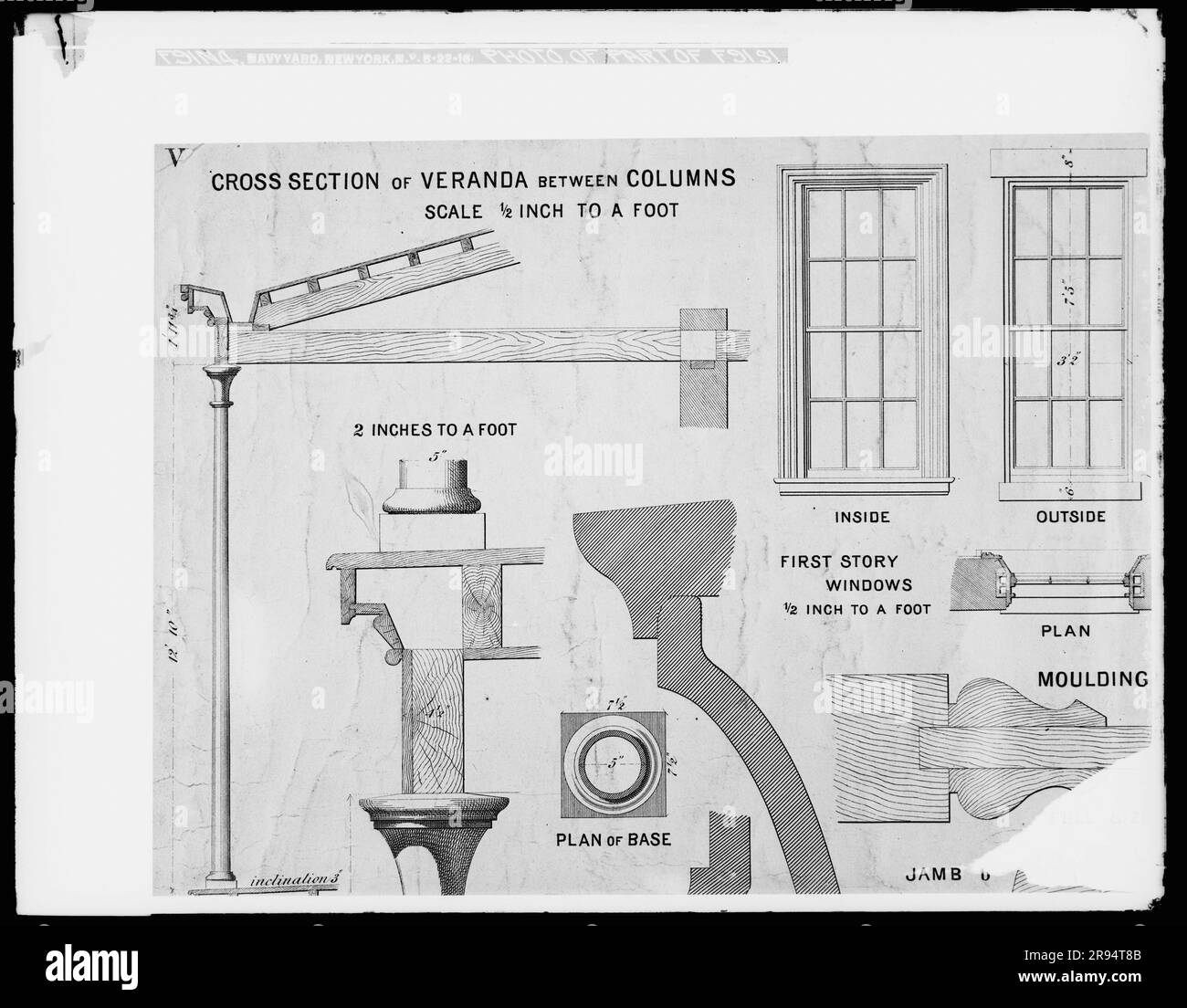 Photograph of Cross Section of Veranda Between Columns. Glass Plate ...