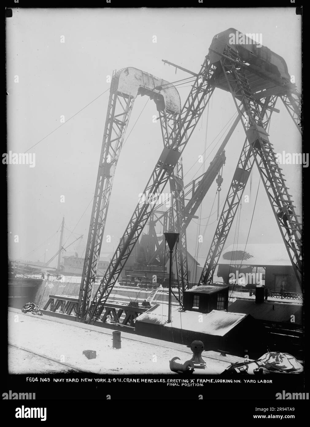 Crane Hercules, Erecting "A" Frame, Looking Northwest, Yard Labor ...