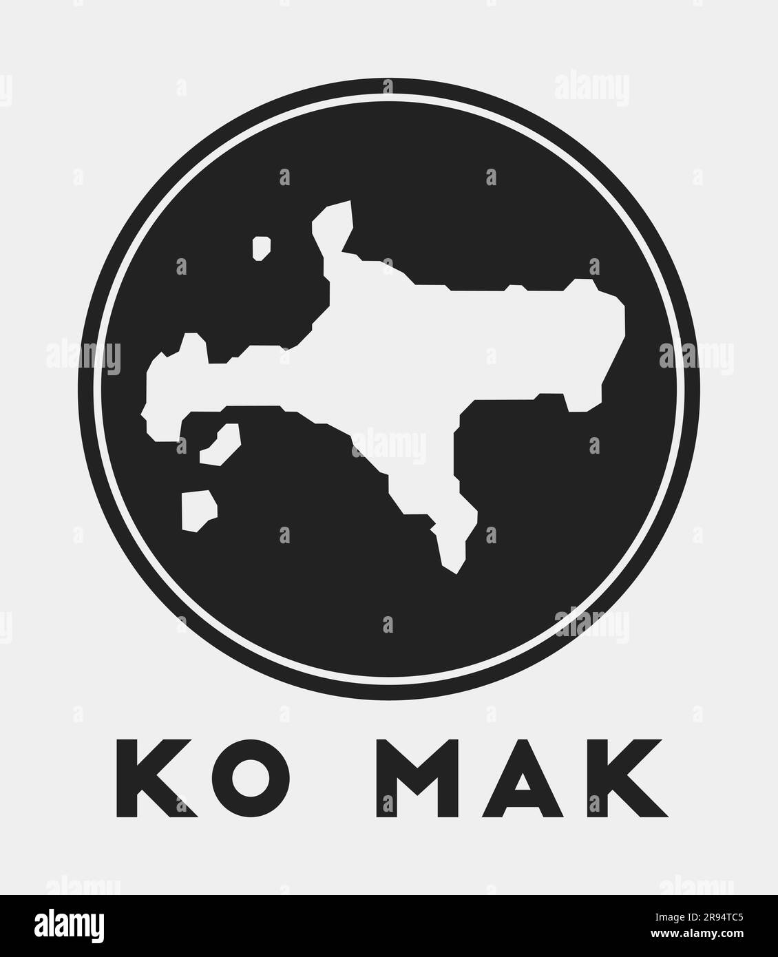 Ko Mak icon. Round logo with island map and title. Stylish Ko Mak badge ...