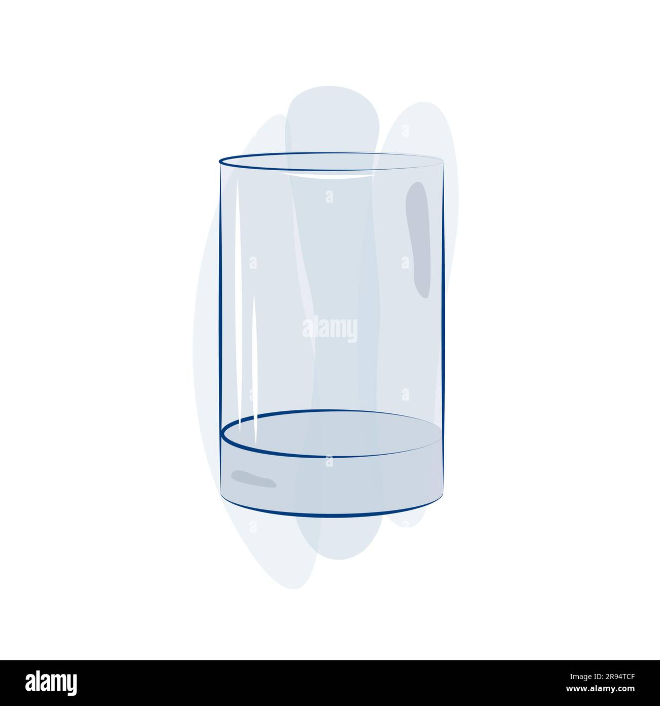 Low blue narrow and glass water glass with highlights and shadows in ...