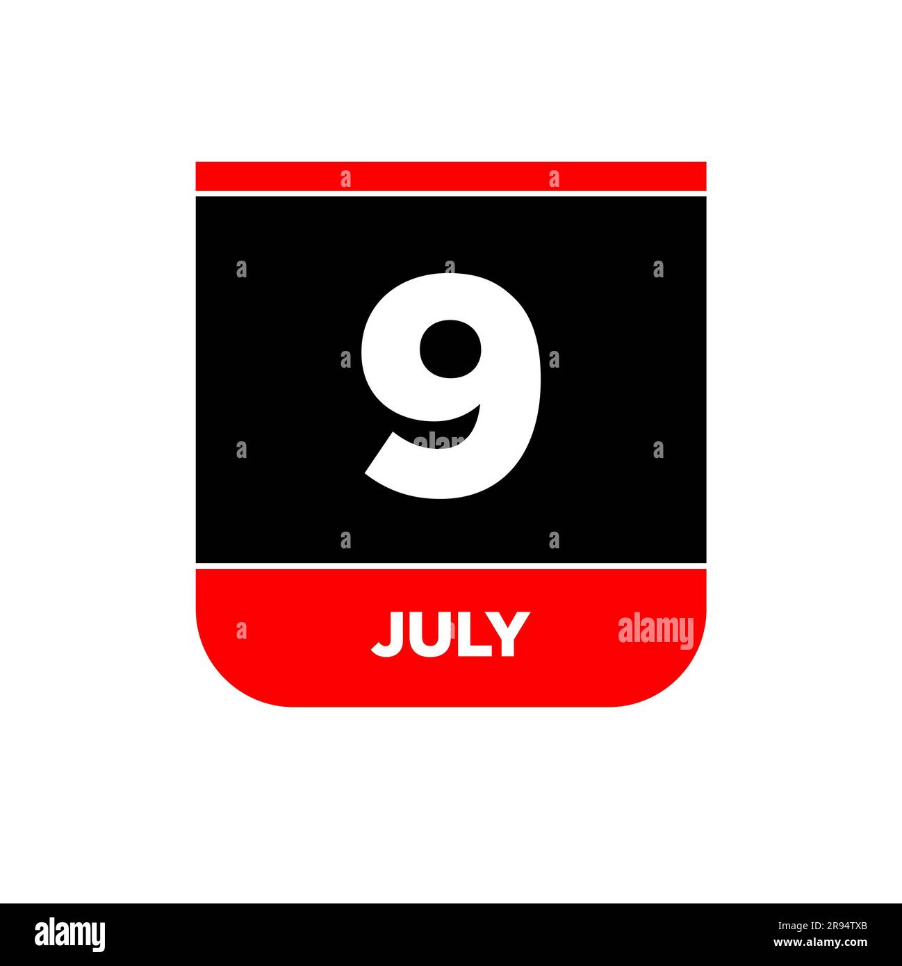 A calendar for July 9 on a white background Stock Photo - Alamy