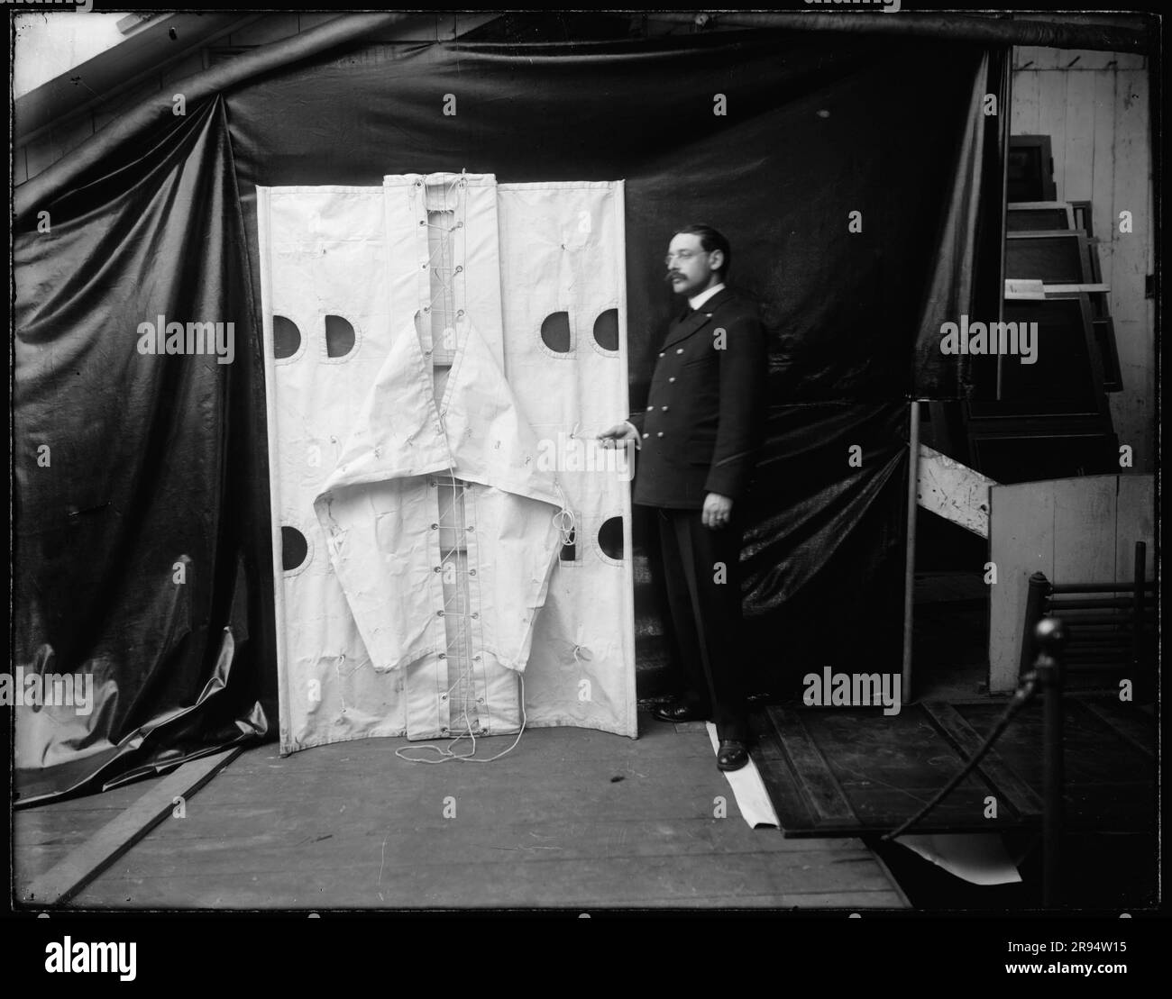 Demonstration of Surgeon George Lung's Apron Stretcher. Glass Plate ...