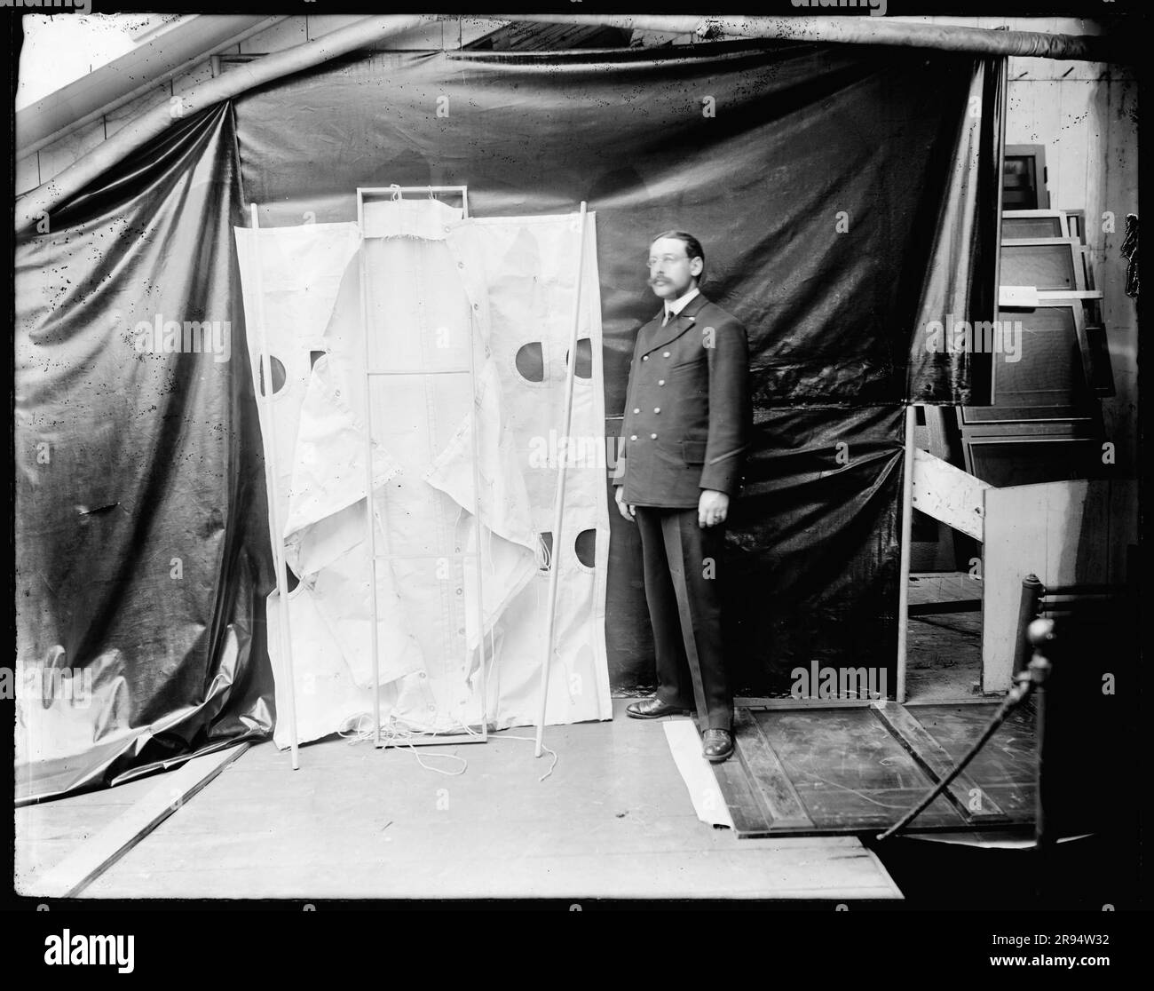 Demonstration of Surgeon George Lung's Apron Stretcher. Glass Plate ...
