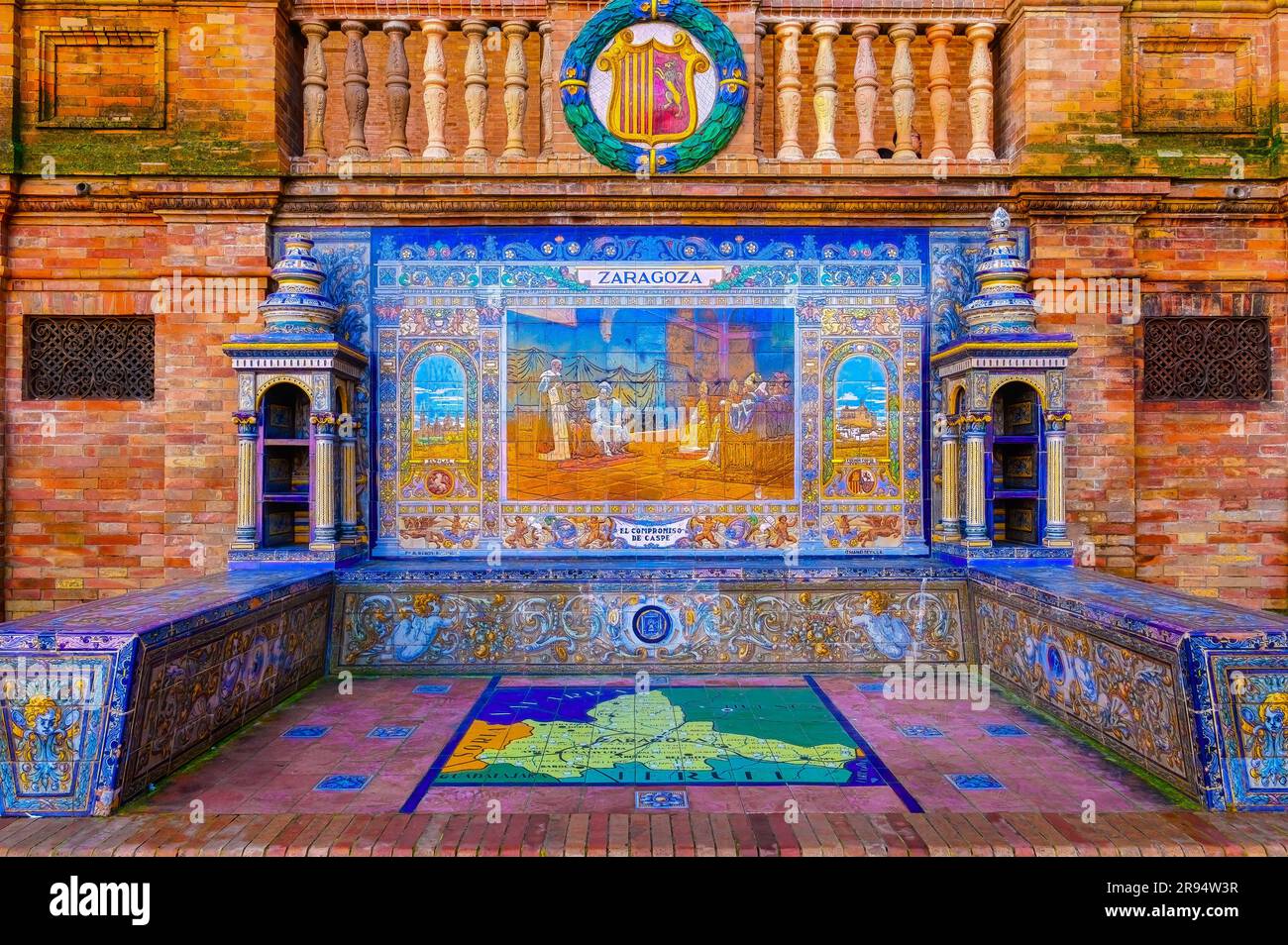 Seville, Spain - January 20, 2023: Plaza de España. Azulejo ceramic ...