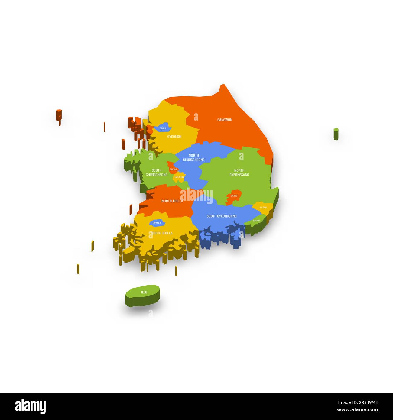 South Korea political map of administrative divisions - provinces ...