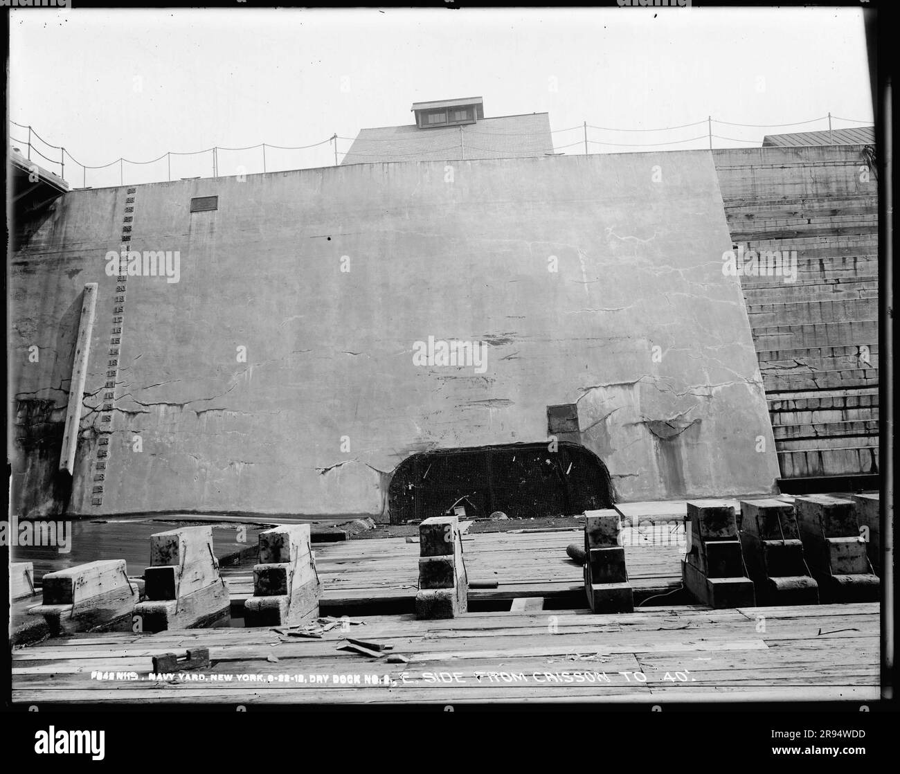 Dry Dock Number 2, East Side from Caisson to Forty Feet. Glass Plate ...