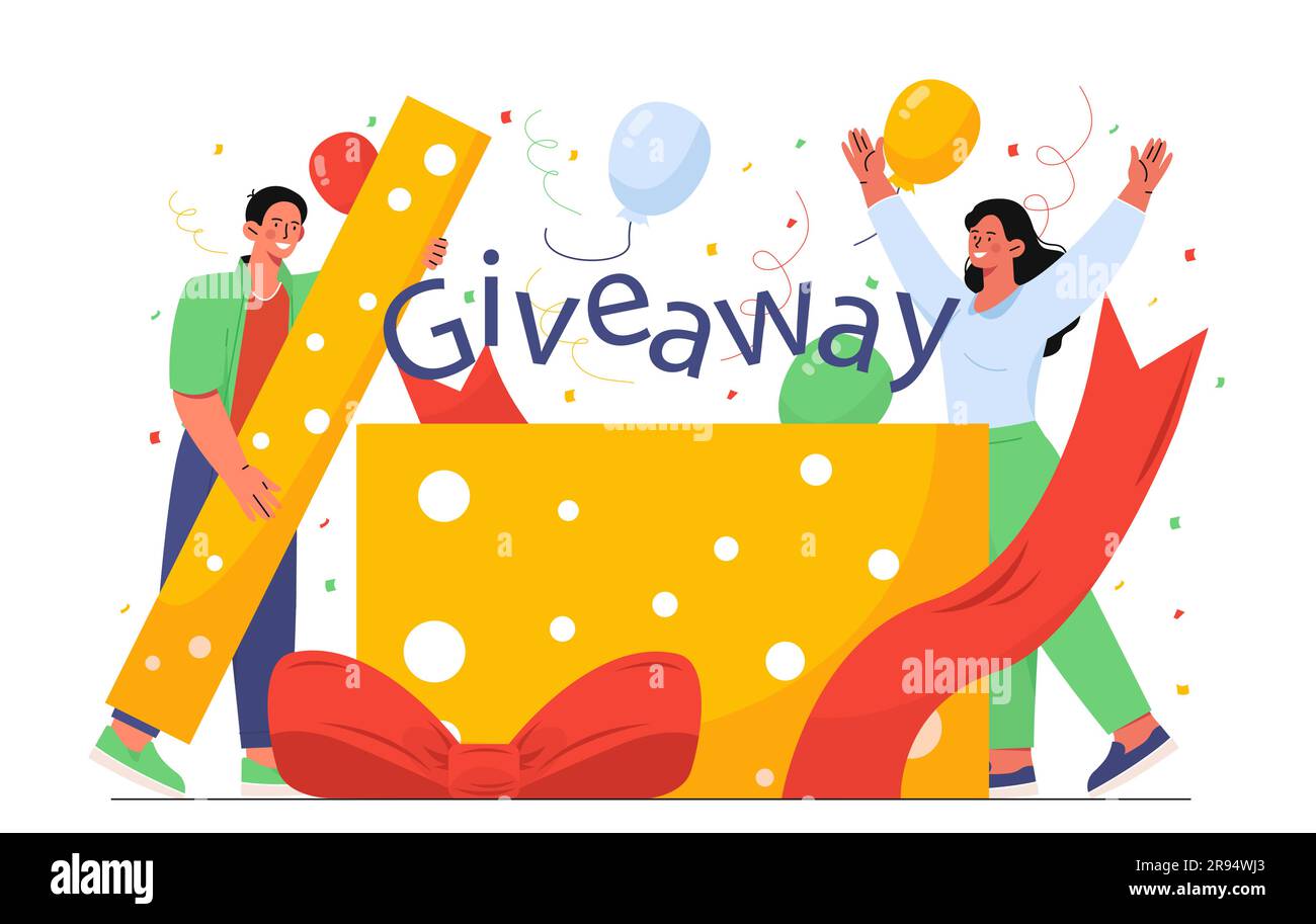 Giveaway text gift box Cut Out Stock Images & Pictures - Alamy