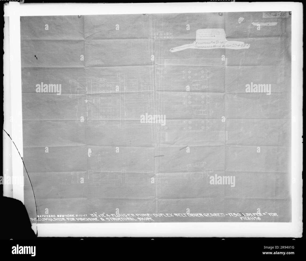 3-1/2" x 12" Plunger Pump - Duplex Belt Driver Geared - 1750 lbs. psi ...