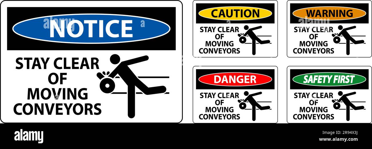 Warning Sign Moving Conveyors Stay Clear Stock Vector Image & Art - Alamy