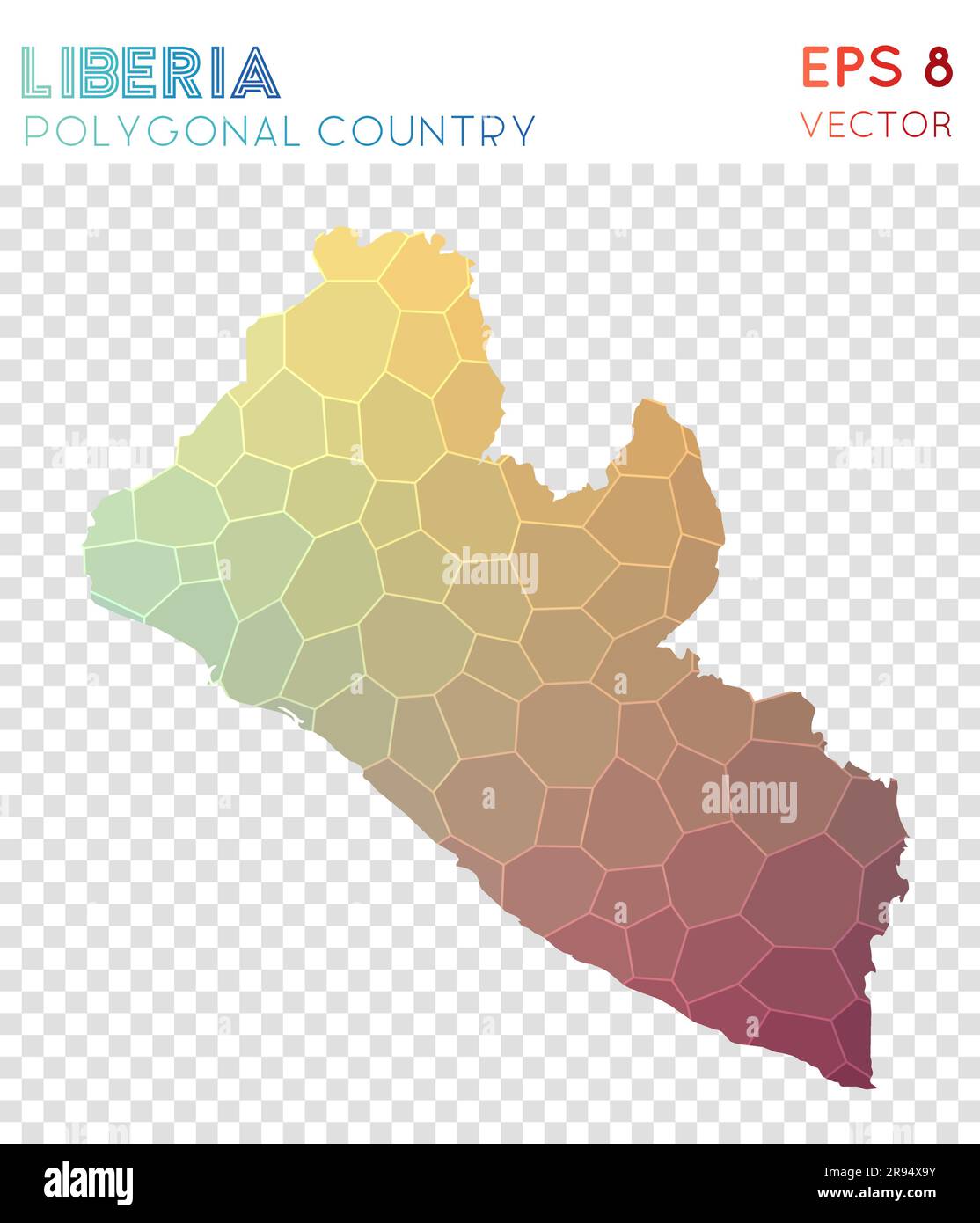 Liberia polygonal map, mosaic style country. Posh low poly style ...