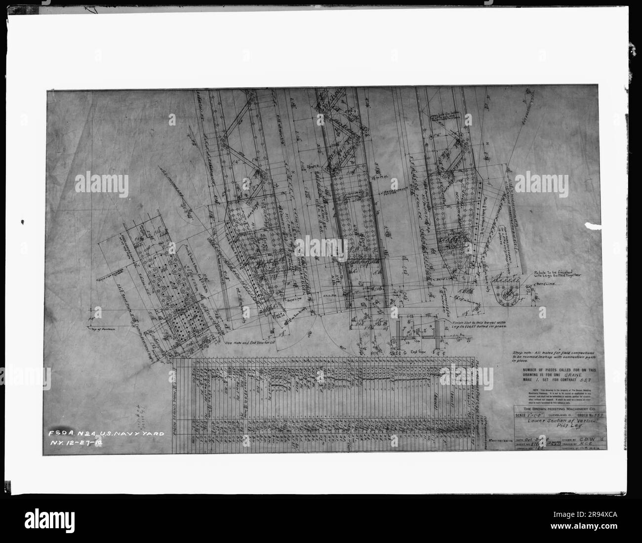 Crane - Lower Section of Vertical Pier Leg. Glass Plate Negatives of ...