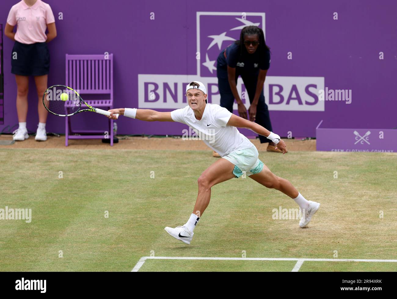 Denmark's Holger Rune in action during the Men's Semi Final against Australia's Alex de Minaur ...