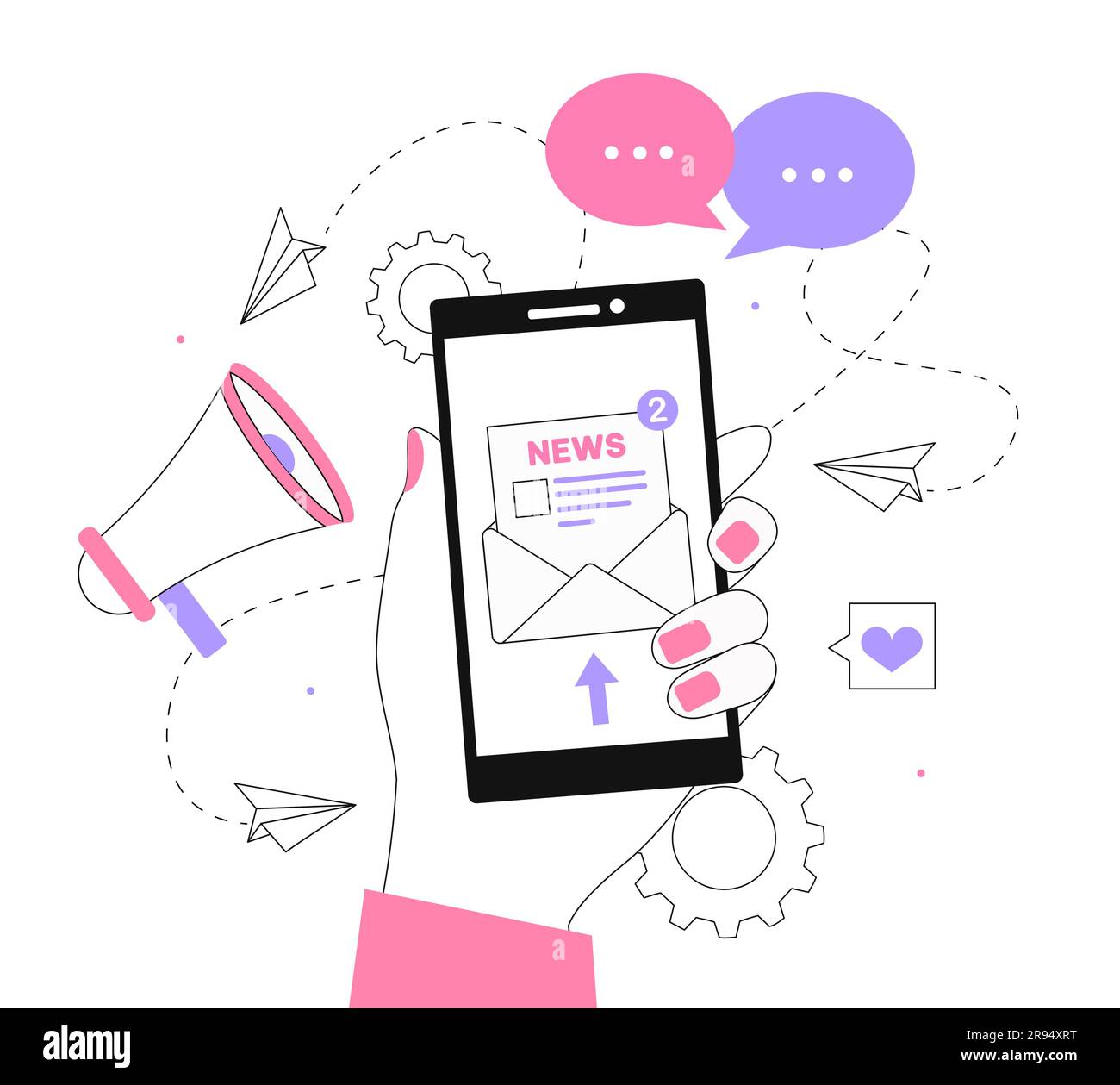 Internet newspaper at smartphone line concept Stock Vector Image & Art ...