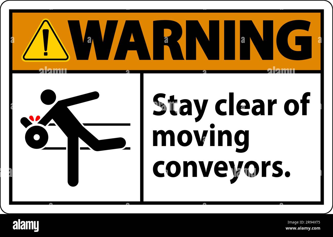 Warning Sign Moving Conveyors Stay Clear Stock Vector Image & Art - Alamy