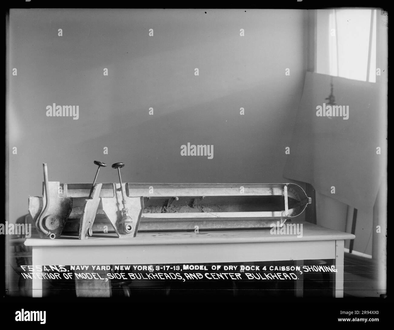 Model of Dry Dock 4 Caisson, Showing Interior of Model, Side Bulkheads ...