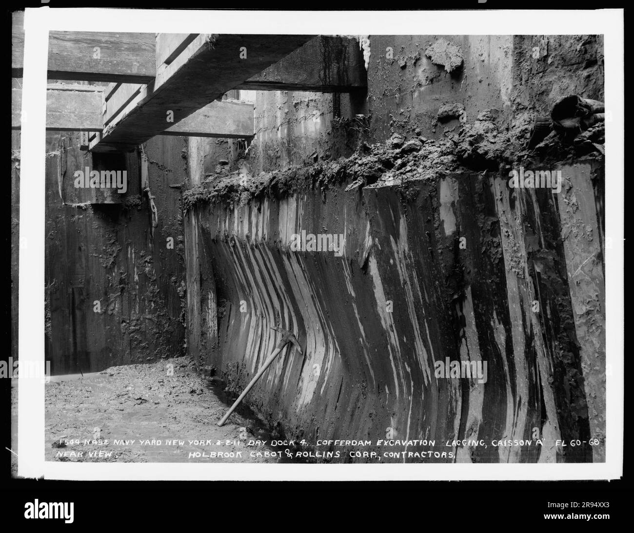 Dry Dock 4, Coffer Dam Excavation, Lagging, Caisson "A", Elevation 60 ...