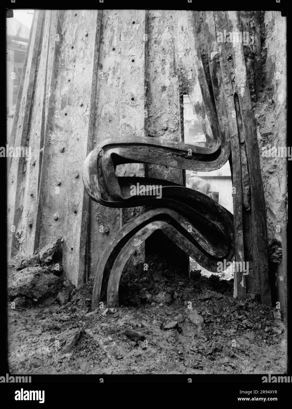 Dry Dock 4, Damaged Metal Sheet Piling. Glass Plate Negatives of the ...