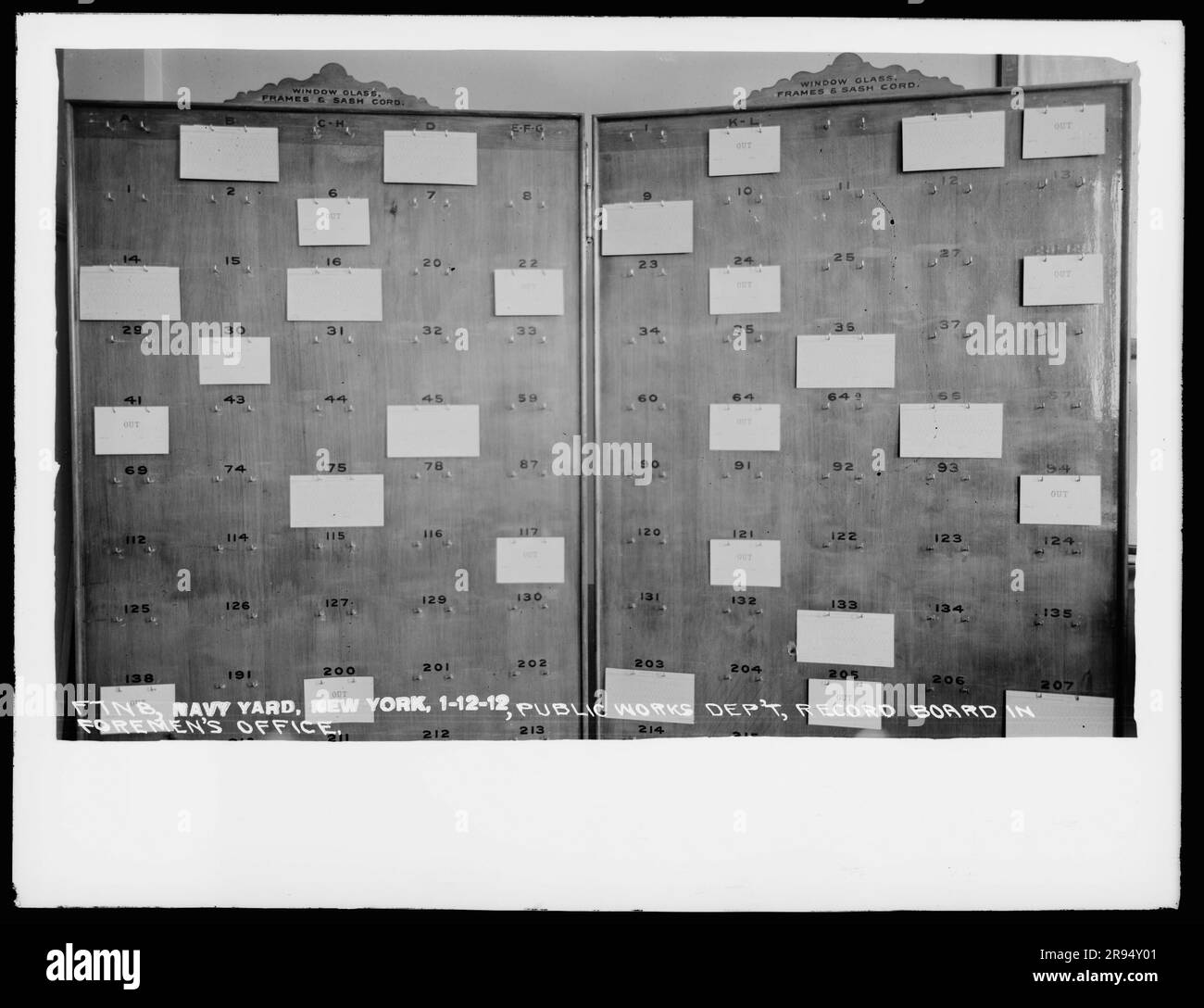 Public Works Department, Record Board in Foreman's Office. Glass Plate ...