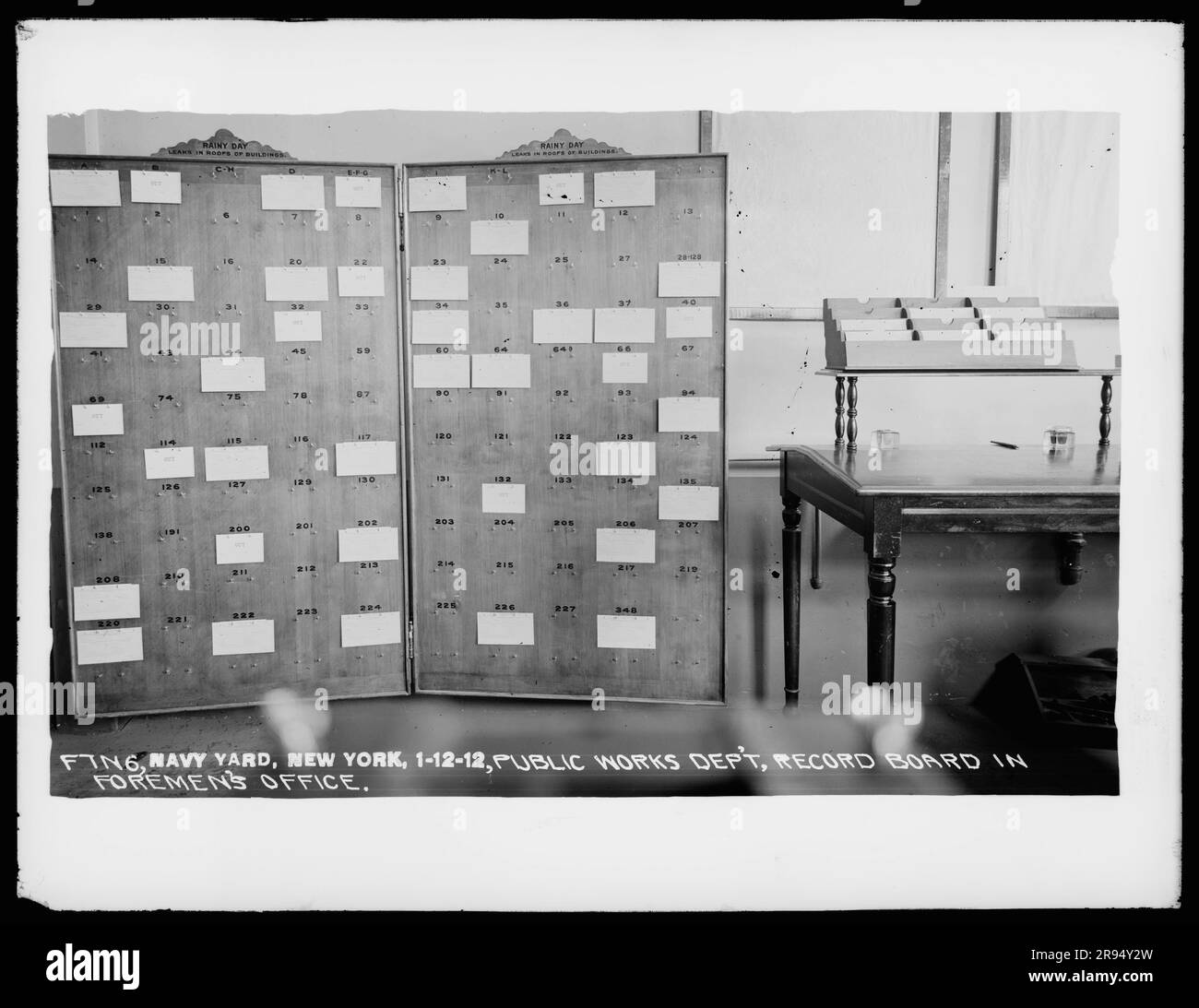 Public Works Department, Record Board in Foreman's Office. Glass Plate ...