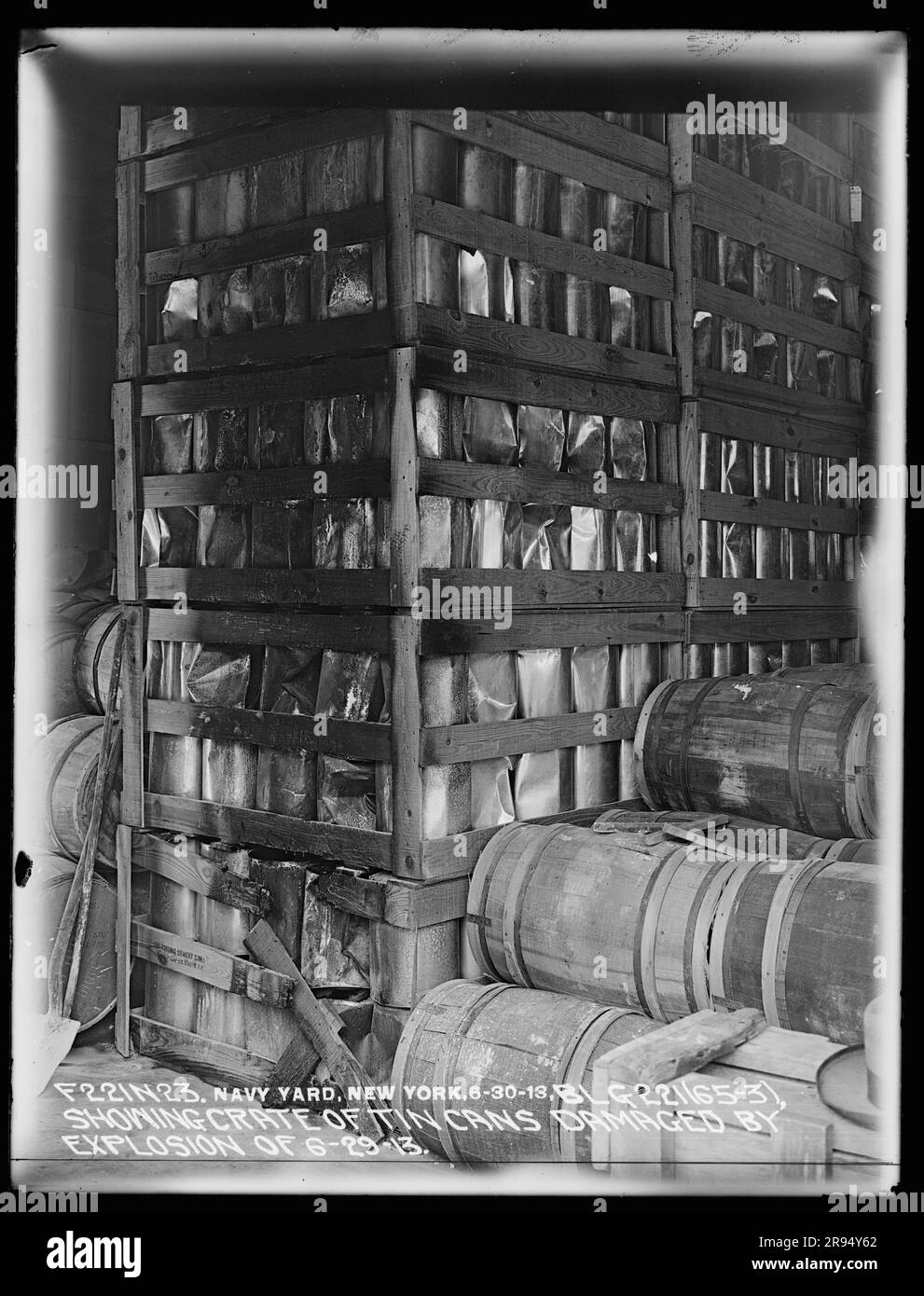Building 221 (65-3) Showing Crate of Tin Cans Damaged by Explosion of ...