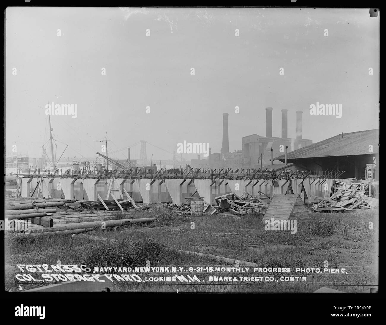 Monthly Progress Photo, Pier C, Column Storage Yard, Looking Northwest ...