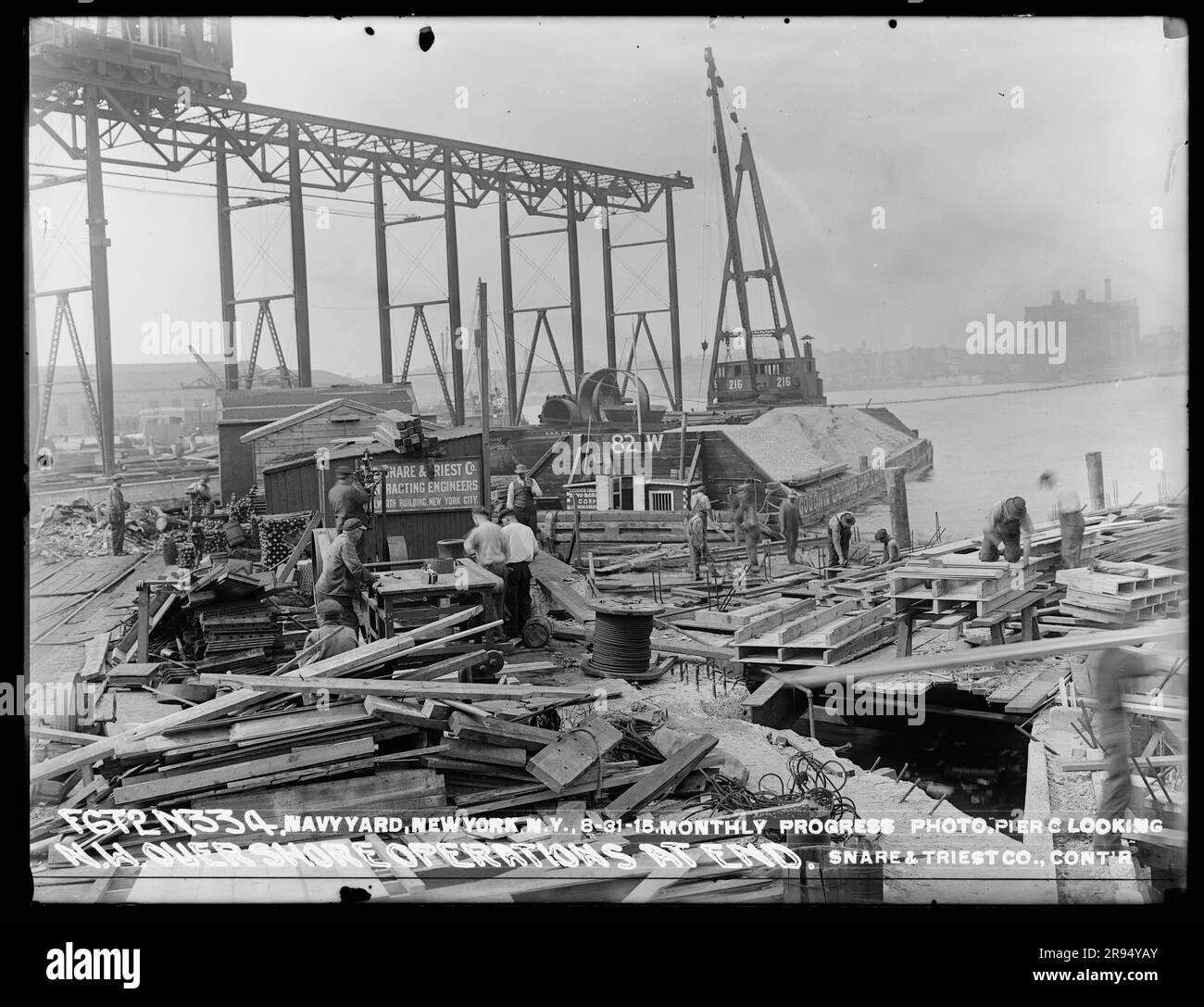 Monthly Progress Photo, Pier C Looking Northwest Over Shore Operations ...