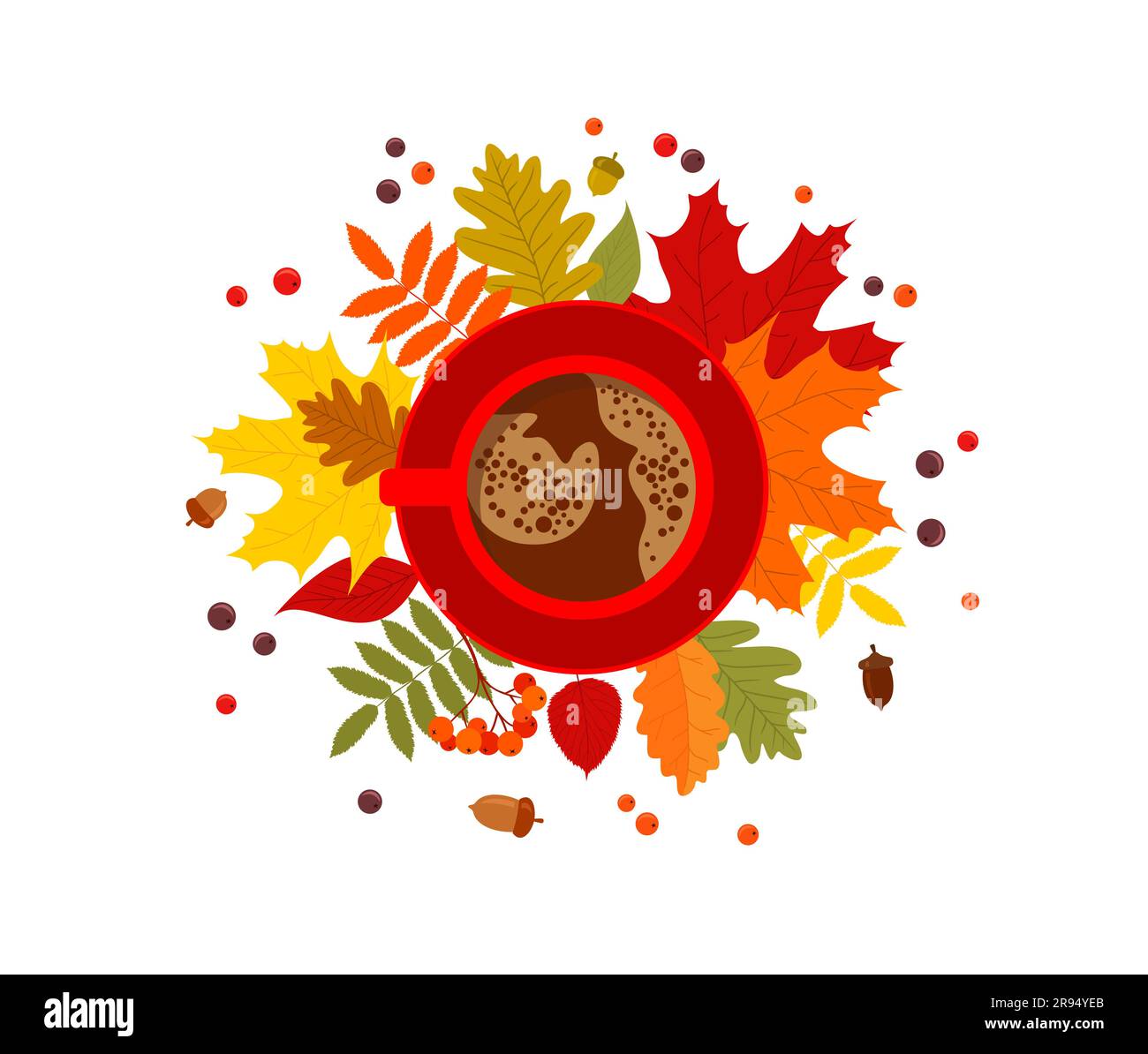 Yellow autumn leaves cup Stock Vector Images - Alamy