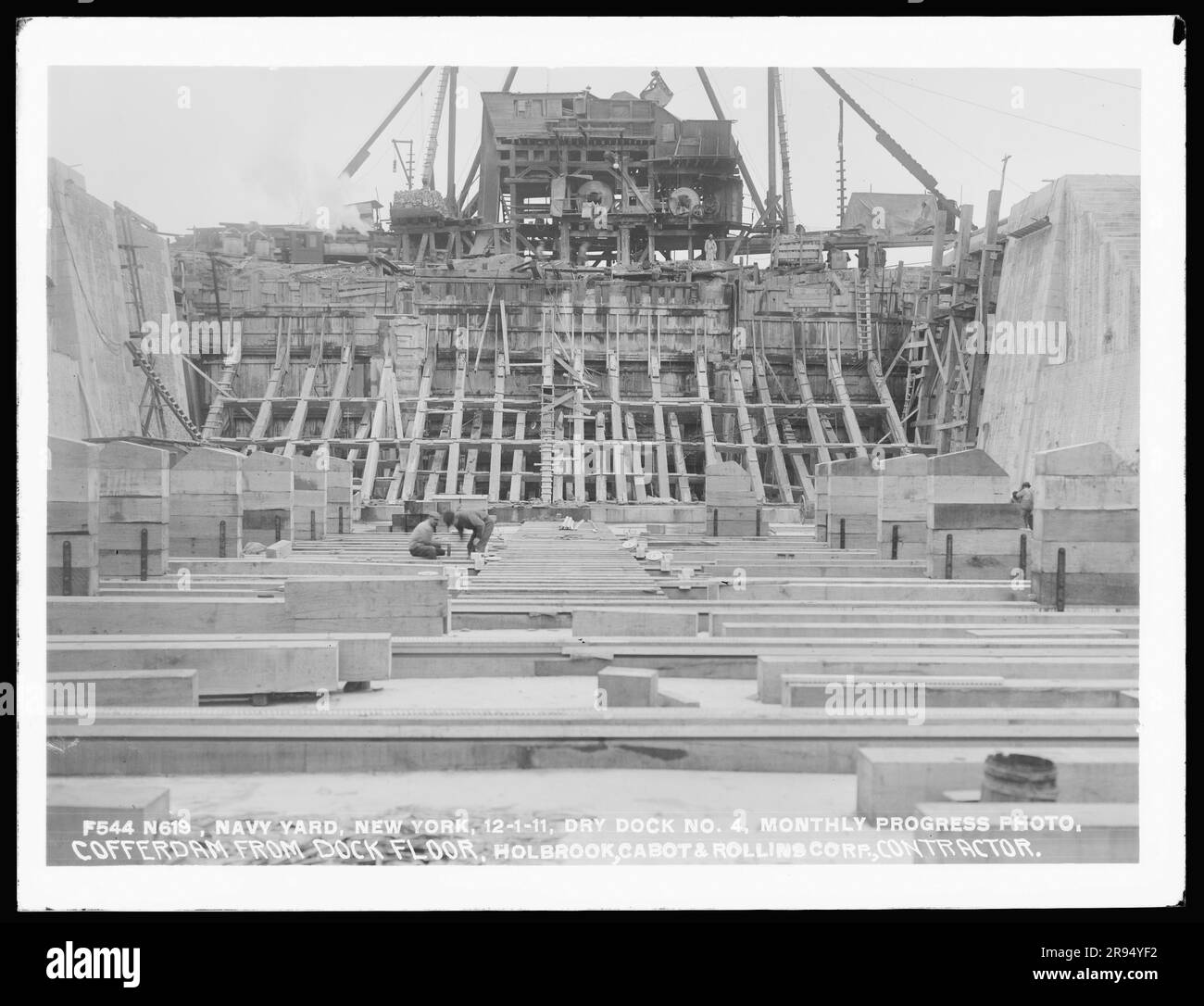 Monthly Progress Photo, Dry Dock No. 4, Cofferdam from Deck Floor ...