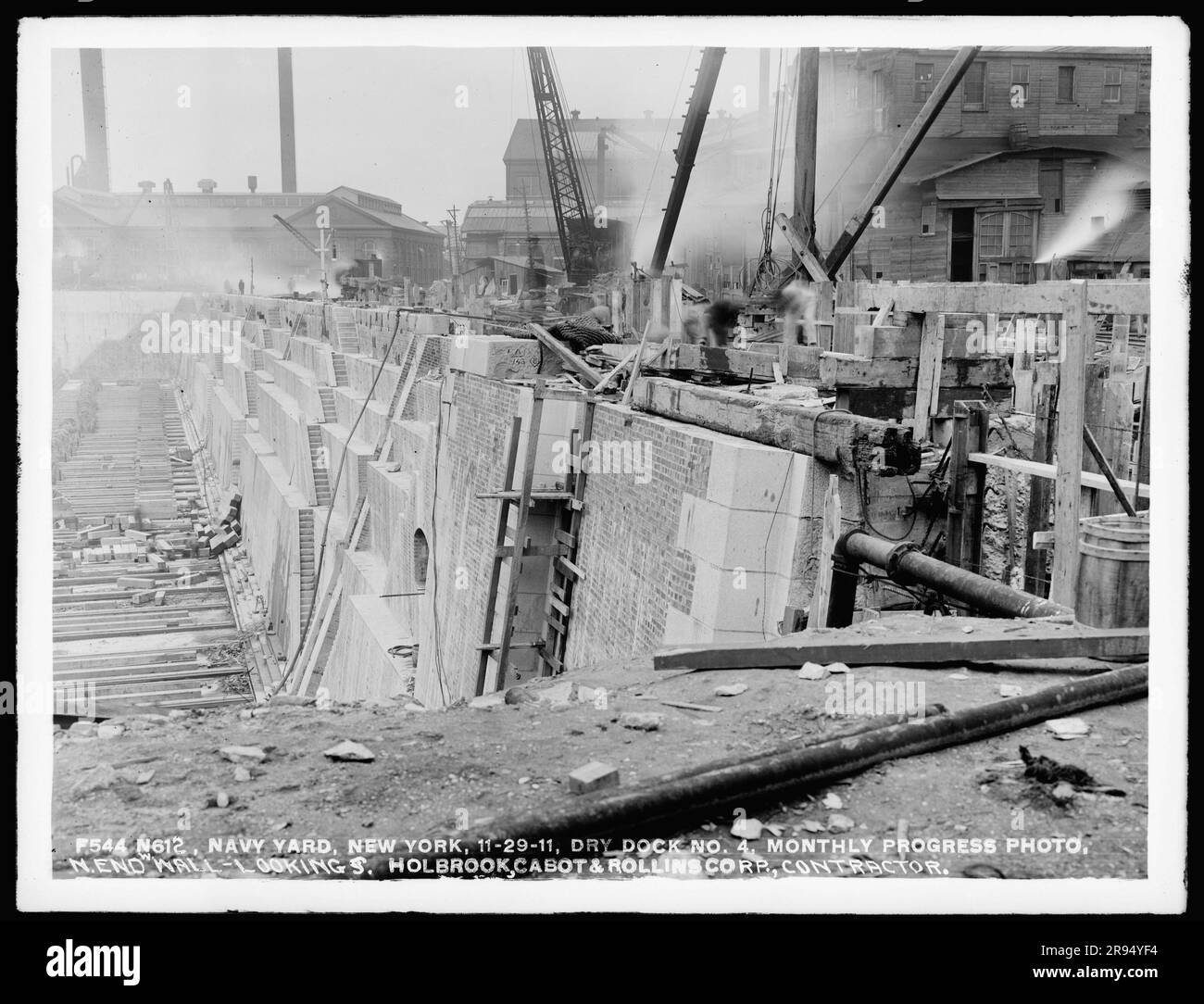 Monthly Progress Photo, Dry Dock No. 4, North End Wall Looking South ...