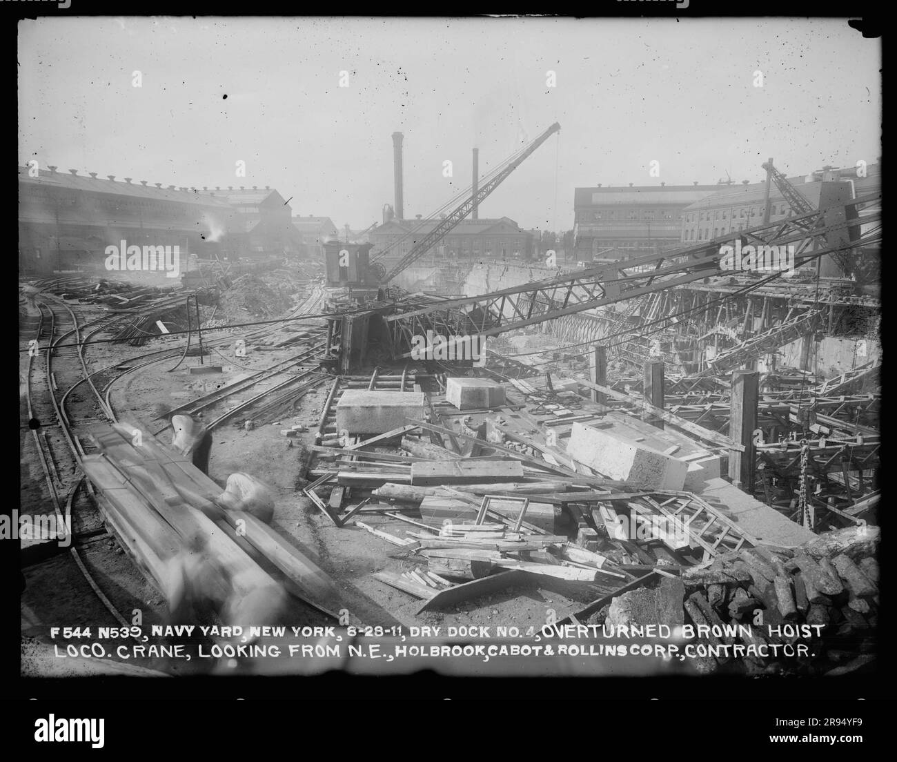 Dry Dock No. 4, Overturned Brown Hoist Locomotive Crane, Looking from ...