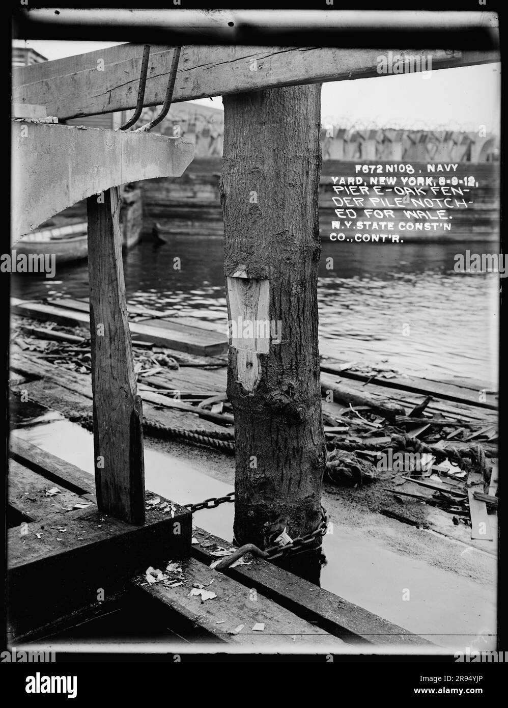 Pier E - Oak Fender Pile Notched for Wale, New York State Construction ...